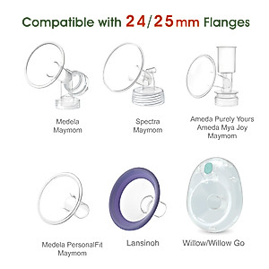 19mm Maymom Flange Inserts (Long) Compatible with Freemie 25mm Flanges; Compatible with 24mm Medela PersonalFit Flange, Spectra 24mm Flange, Willow Willow Go 24 mm Cup, 2pc/pk