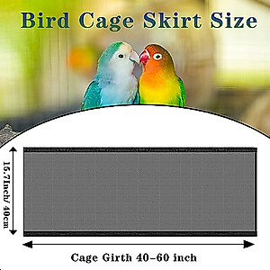 LWFCOEE Bird Cage Seed Catcher, Birdcage Skirt Guard, Adjustable Soft Nylon Mesh Bird Cage Netting Cover for Round Square Medium Bird Cages Circumference 40-60 Inch, Black