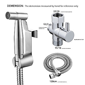 Bithyt Handheld Bidet Sprayer for Toilet-Adjustable Water Pressure Control with Bidet Hose for Feminine Wash, Stainless Steel Brushed Nickel Cloth Diaper Bidet Toilet Sprayer for Baby Wash