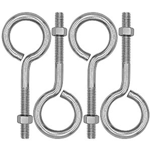 Stainless Steel Eyebolts with Nuts,4 Pcs 3/8 x 5 inch Long Heavy Duty Threaded Eye Bolts for tie-Downs, Lifting and securing Cables Wires