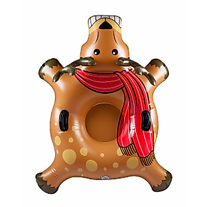 BigMouth Inc Large 48" Inflatable Snow Tube for Kids and Adults, Durable Winter Toy for Tubing & Sledding - Reindeer