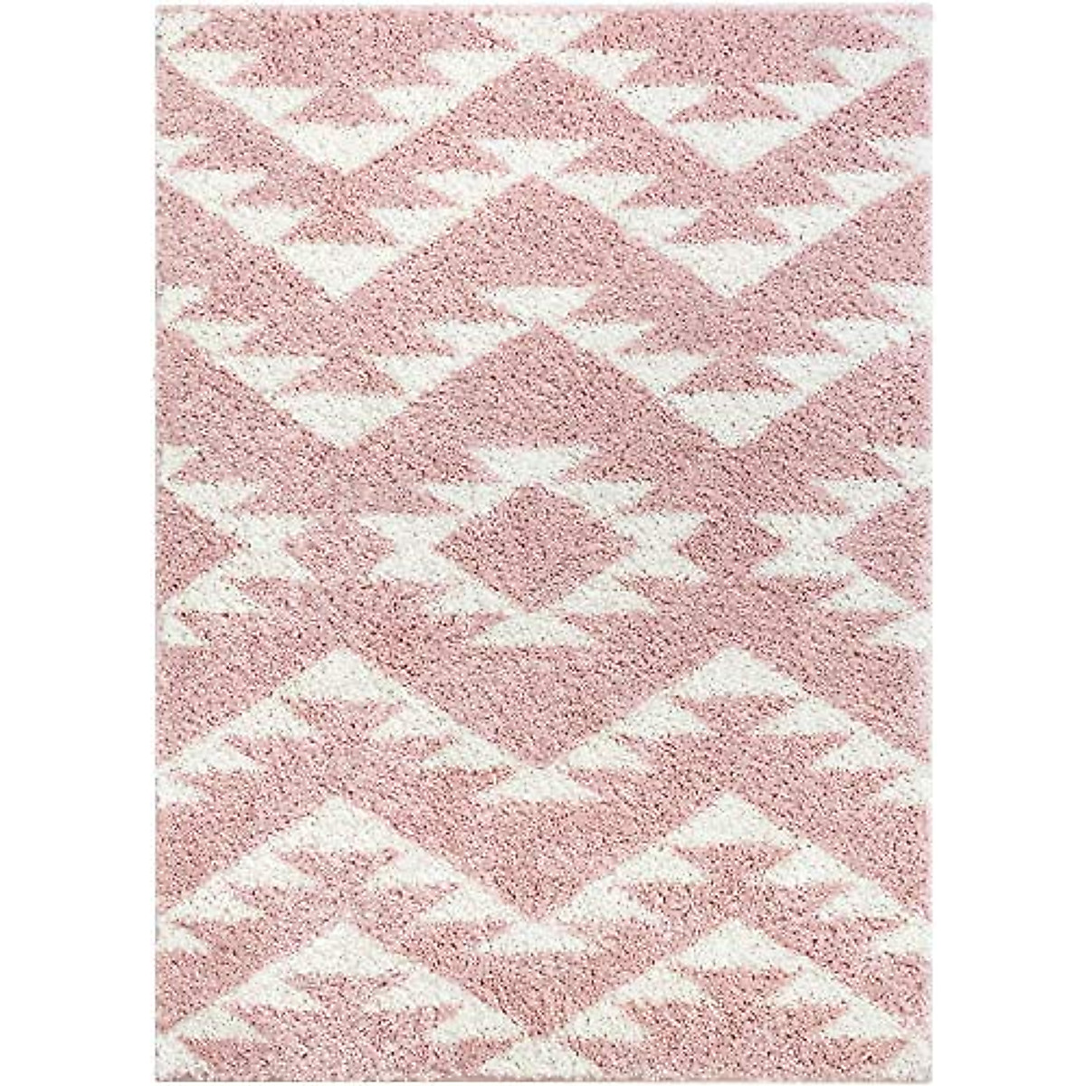 Well Woven Madison Shag Edona Pink Moroccan Tribal 5'3" x 7'3" Area Rug, 5 ft 3 in x 7 ft 3