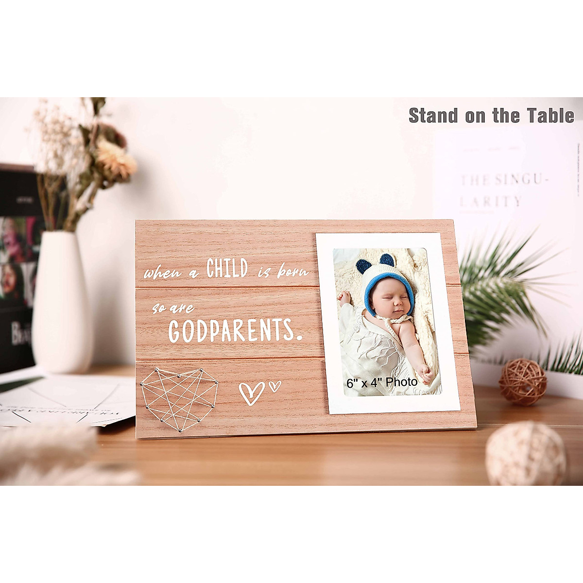 Sioial New Godparents Gifts,Photo Frame Gifts for New Godparents,Picture Frame Gift for New Godmother Godfather,Pregnancy Announcement Gift for Godparents,When A CHILD Is Born
