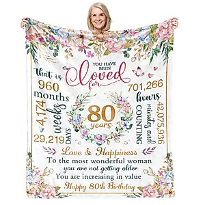 80th Birthday Decorations for Women,80th Birthday Gifts for Women,Best 80th Birthday Gifts,Happy 80th Birthday Decorations for Her,Wife,Sister,Friend,Soft Throw Blanket 50" X 60"