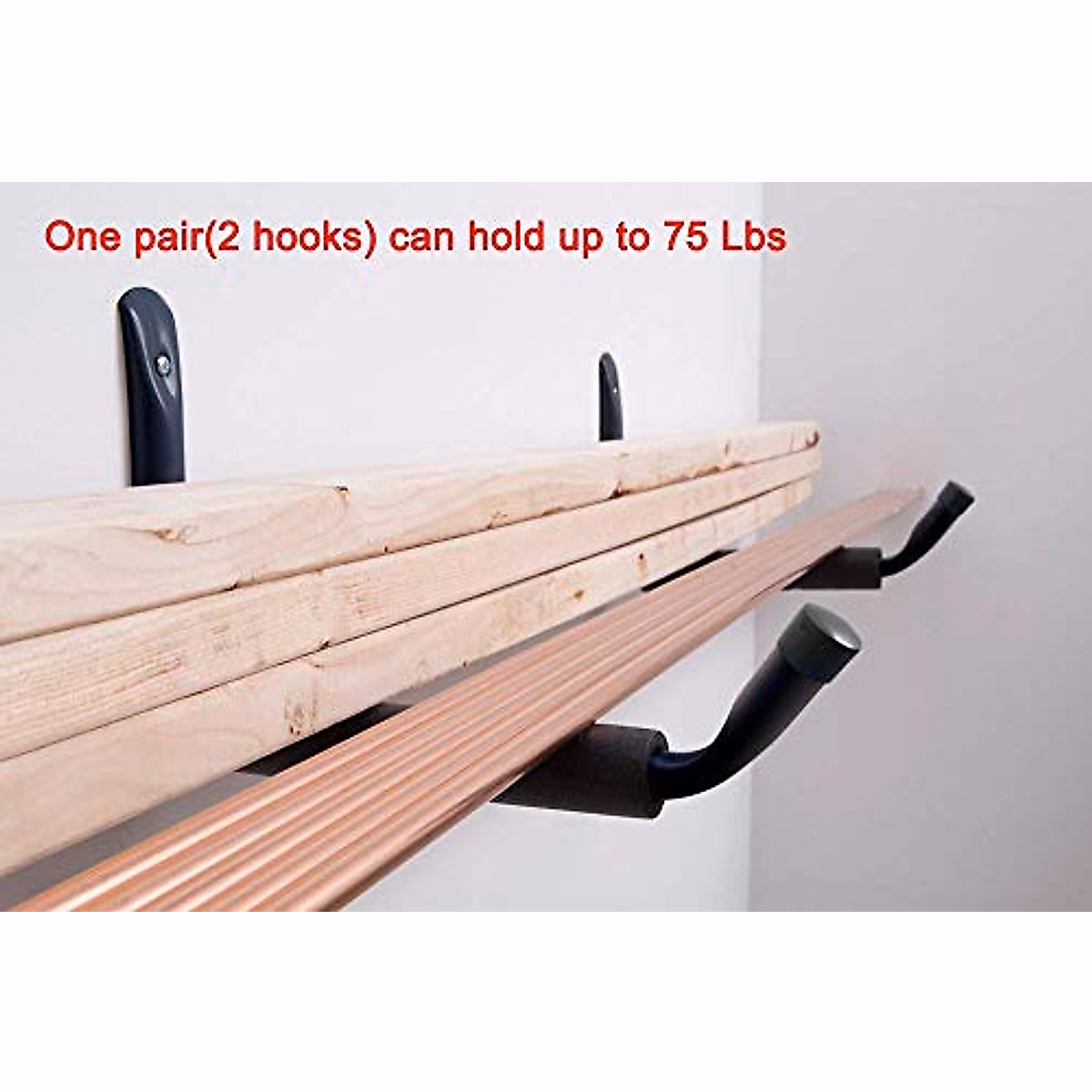 Heavy Duty Garage Indoor Kayak Storage Hooks Hanger, Wall Mounted Utility Hanging Cradle Rack for Canoe Paddle Board, Ladder, Folding Chairs, Hose, Bicycle and Tools (2 Pack, Black)