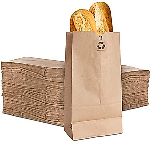 Stock Your Home 12 Lb Kraft Big Brown Paper Lunch Bags (100 Count) - Bulk Disposable Lunch Sacks, Large Size Blank Bag, Good for Snacks, Sandwiches, Grocery Food, and Arts & Crafts Projects