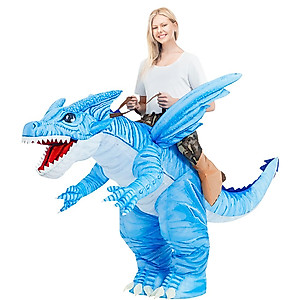 GOOSH Inflatable Dinosaur Costume for Adult Halloween Costume Women Man 72IN Funny Blow up Costume for Halloween Party Cosplay