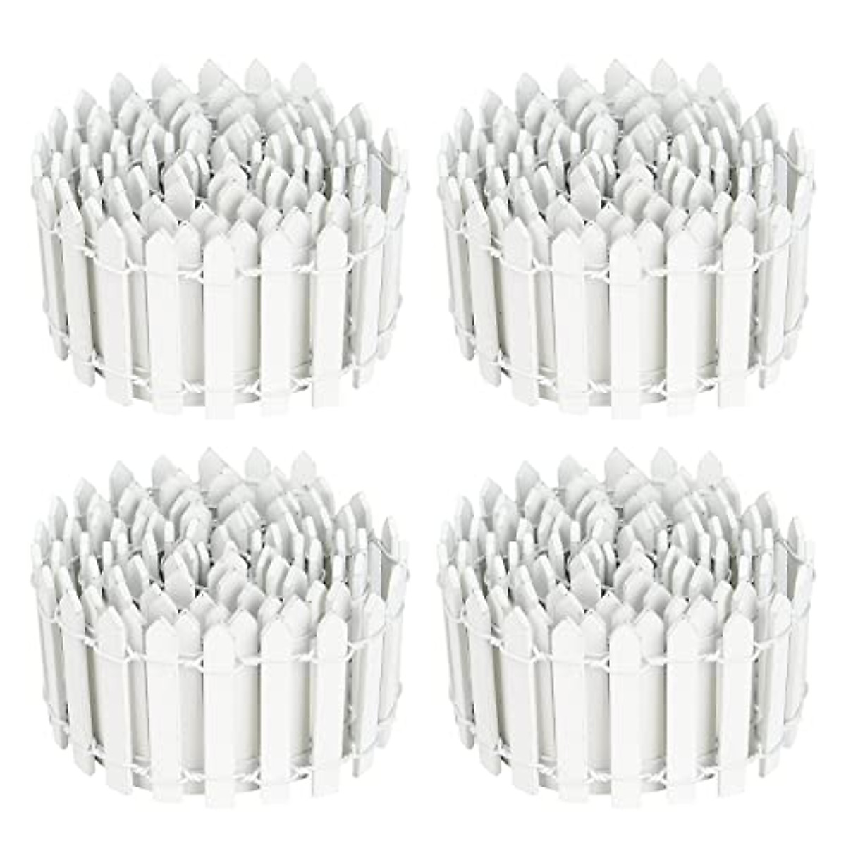 4PCS 47Inch Long Miniature Fairy Garden Fence Mini Wood Picket Ornament Fence for Dollhouse Home Garden Plant Pot Christmas Tree Decorations for Adult (White)