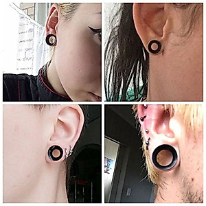 JDXN Acrylic Ear Stretching Kit Tapers Plugs Silicone Tunnels Gauges Expander 14G-00G Jewelry 50 Pieces Set (black)