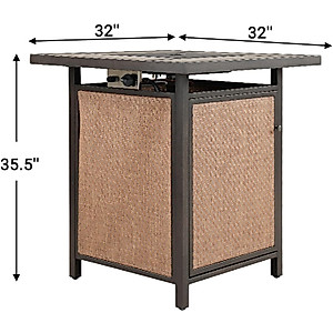 Grand patio 5-Piece Patio Swivel Bar Set with Fire Pit Table 60,000 BTU Heat Output, Outdoor Counter Height Patio Bar Stools Set of 5, High Bar Chairs with High Back, Black&Grey Plaid