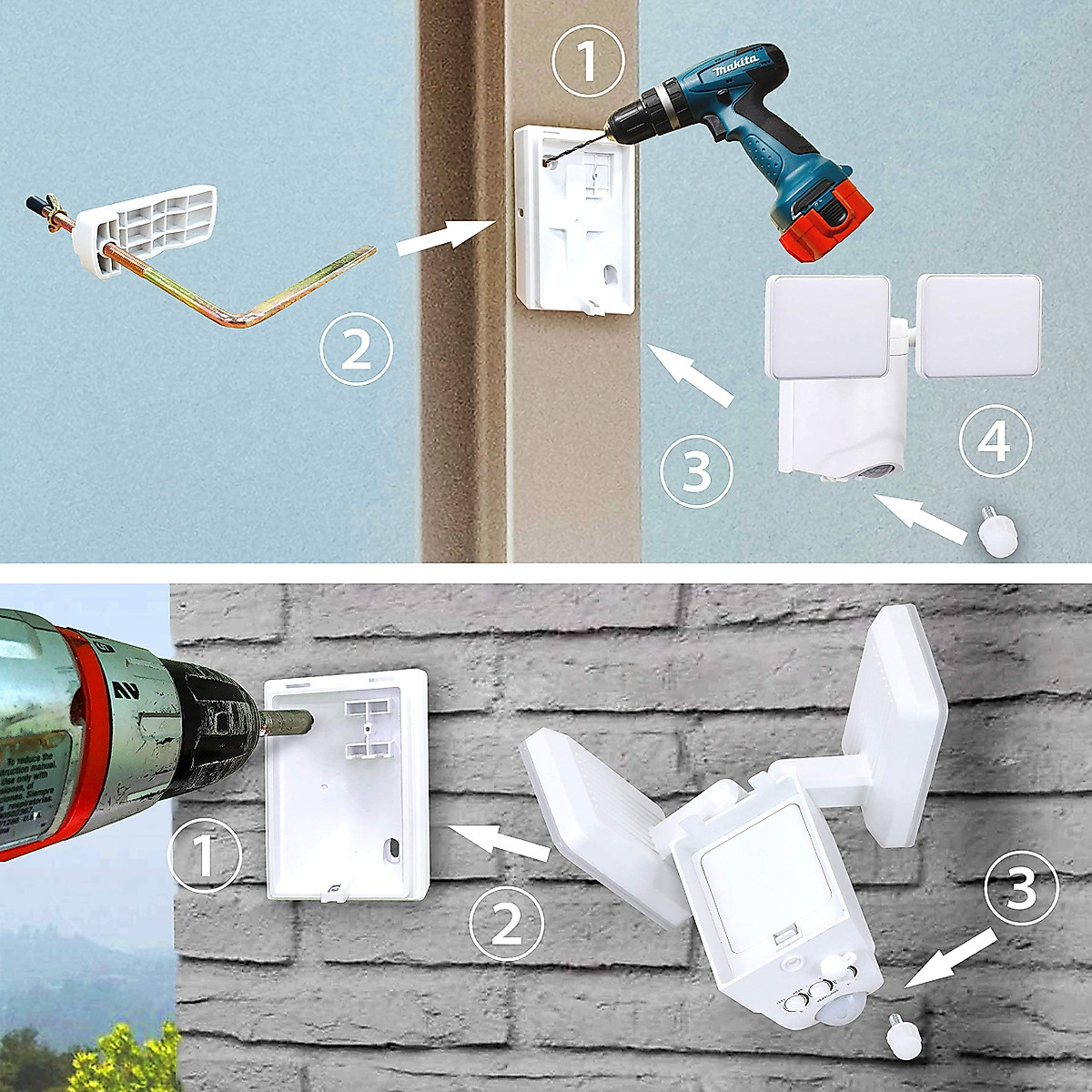 MKD Solar Outdoor Lights, LED Motion Sensor Outdoor Lights,10W/1200LM//5000K/IP44 Waterproof Solar Motion Lights Outdoor Solar Wall Lights Security Lights for Garden，Front Door, Backyard, Garage, Deck