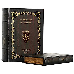 ARTSSS Decorative Book Boxes Antique Book Invisible Box, Faux Wood Set of 2 Storage Set