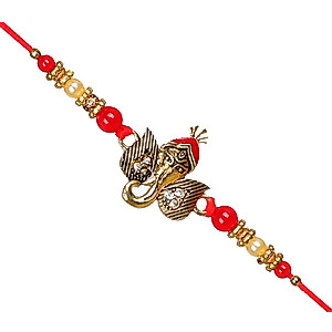 spelerio Rakhi for Brother Bhai Men Small Bro Rakshabandhan Thread Ganesha Rakhis for Raksha Bandhan Pack of 2 - AE82