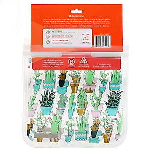 Full Circle, ZipTuck, Reusable Sandwich Bags, Cactus Party, 2 Bags