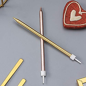 Metallic Happy Birthday Candles Tall Birthday Cake Candles Holders Long Thin Cupcake Candles Topper for Wedding Party Decoration (24pcs) (Black)