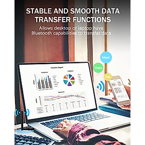 Long Range USB Bluetooth Adapter for PC USB Bluetooth Dongle Wireless Bluetooth Adapter for Headphones Speakers, 328FT / 100M,5.0 Bluetooth Transmitter Receiver for Windows 10/8 / 8.1/7