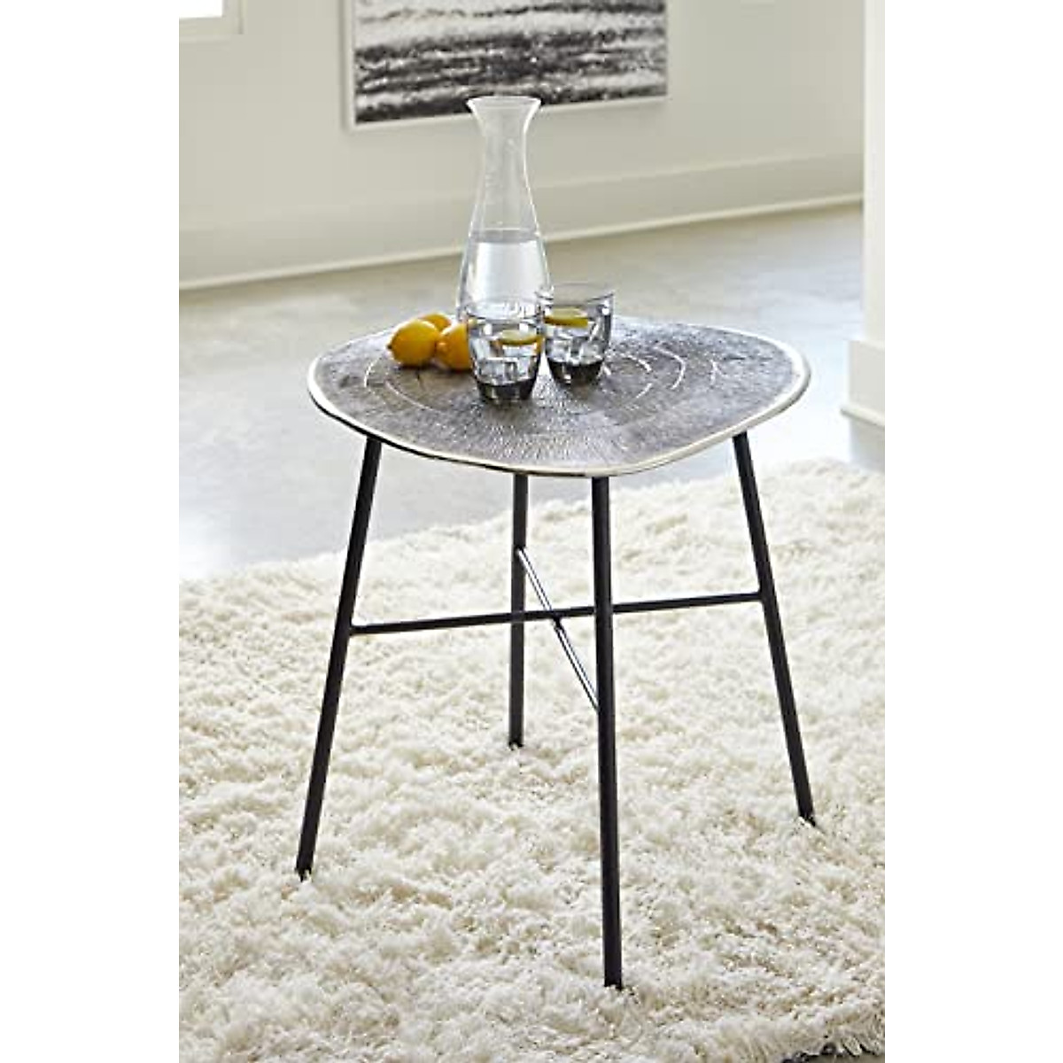 Signature Design by Ashley Laverford Contemporary End Table, Chome & Black