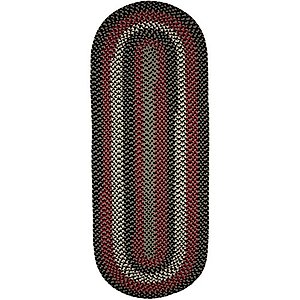 Super Area Rugs Homespun Braided Rug Indoor Outdoor Rug Textured Durable Patio Deck Carpet, Black & Red, 2' X 6' Runner