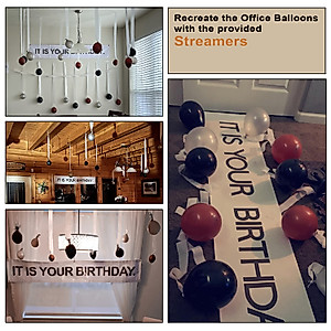 It is Your Birthday Banner, The Office Theme Infamous Husband Birthday Party Decorations,Grey Brown Black Latex Balloons ，White Crepe Streamer Rolls + Tape ，The Office Birthday Decorations 49Pcs Kit