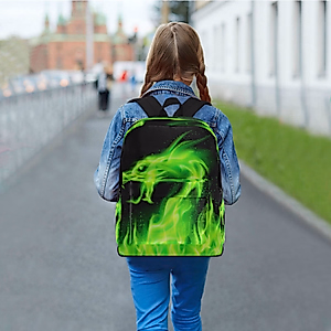 Green Fire Dragon Backpack, Travel Rucksack Lightweight School Bookbag Daypack for Adults Teen Students Boys Girls