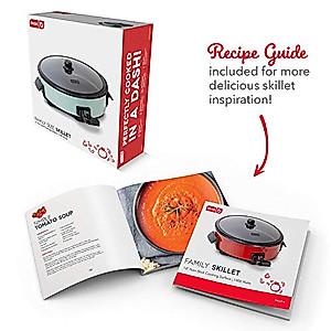 Dash Family Size Electric Skillet with 14 inch Nonstick Surface + Recipe Book for Pizza, Burgers, Cookies, Fajitas, Breakfast & More, 20 Cup Capacity, 1400-Watt - Aqua