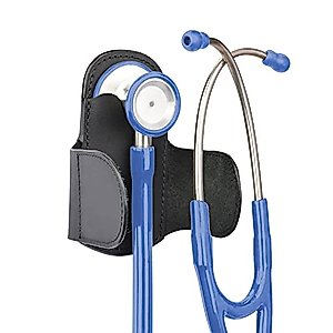iGuerburn Premium Leather Stethoscope Holder for Littmann & Most Stethoscope, Portable Clip-on Stethoscope Holster for Waist Belt/Scrubs/Pockets (for Right-Handed People)