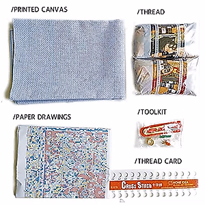 MAGIART Cross Stitch Kits Stamped Kit for Adults Embroidery Beginner and Kids 11CT Patterns Fabric Needlework Colorful Flowers NCMF326 (15.8inch x 19.7inch Cotton)