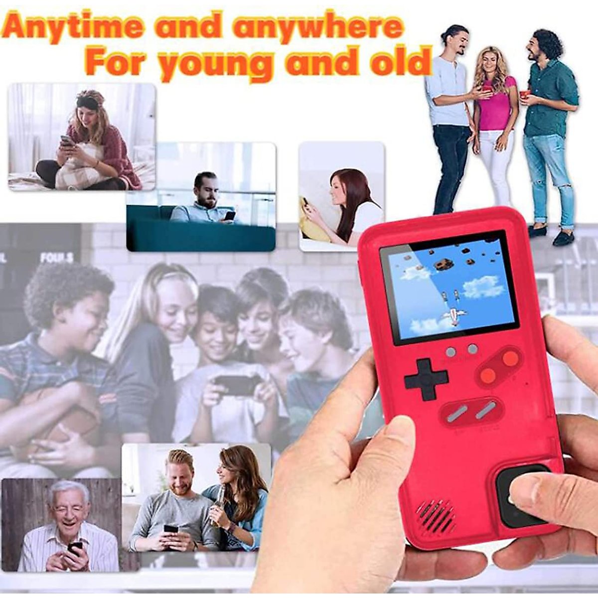 WODETIA Compatible with iPhone 13 / 13Pro / 13 Pro Max Gameboy Case Retro 3D Design Style Silicone Protective Case with 36 Small Games Color Display Shockproof Video Game Phone Case,Pink,13