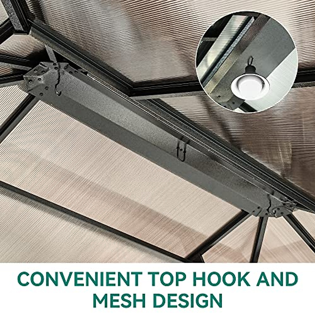 YITAHOME 12x16 FT Gazebo Hard-Top Double Roof Canopy Outdoor with Netting and Shaded Curtains, Aluminum Frame Polycarbonate Hardtop Garden Tent for Patio, Backyard, Deck and Lawns, Brown