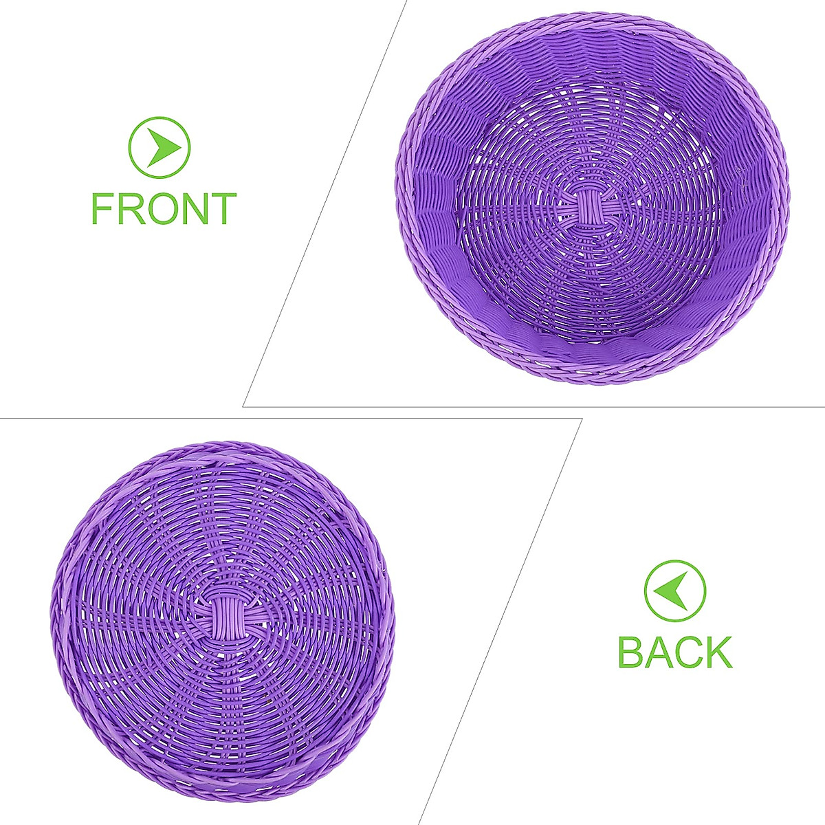 BESPORTBLE Purple Plastic Basket Bread Basket Round Storage Basket Kitchen Wicker Bread Box Rattan Toys Storage Boxes Fruit Plate Trays Organizer Home Decor