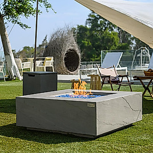 Capertee Concrete Fire Pit 40" x 40" Outdoor Patio Firepit Includes Fire Glass Modern Fire Pits & Outdoor Fireplaces for Garden, Deck, Indoor & Outdoor Heating