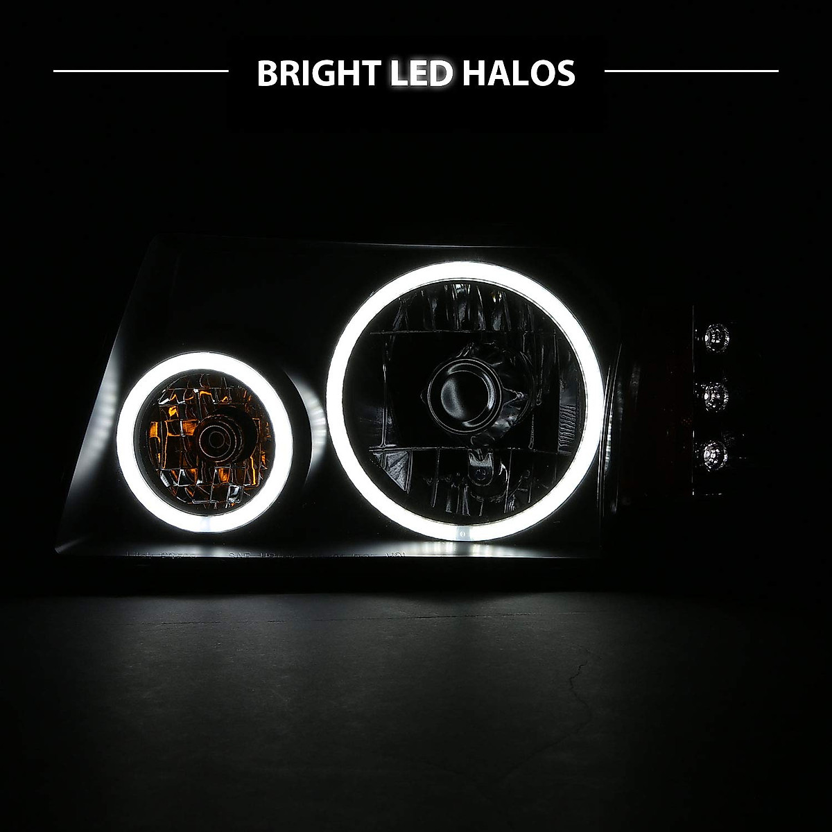 AmeriLite 1pc Black Replacement Headlights Corner Dual LED Halo Set For 01-11 Ford Ranger - Passenger and Driver Side