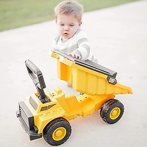 CAT Shovel and Sift Dump Truck Ride-On Toy for Kids and Children Ages 1-3 Years Old, Featuring Realistic Job Site Sounds and Removable Sifter and Shovel, Yellow/Black, by Kid Trax
