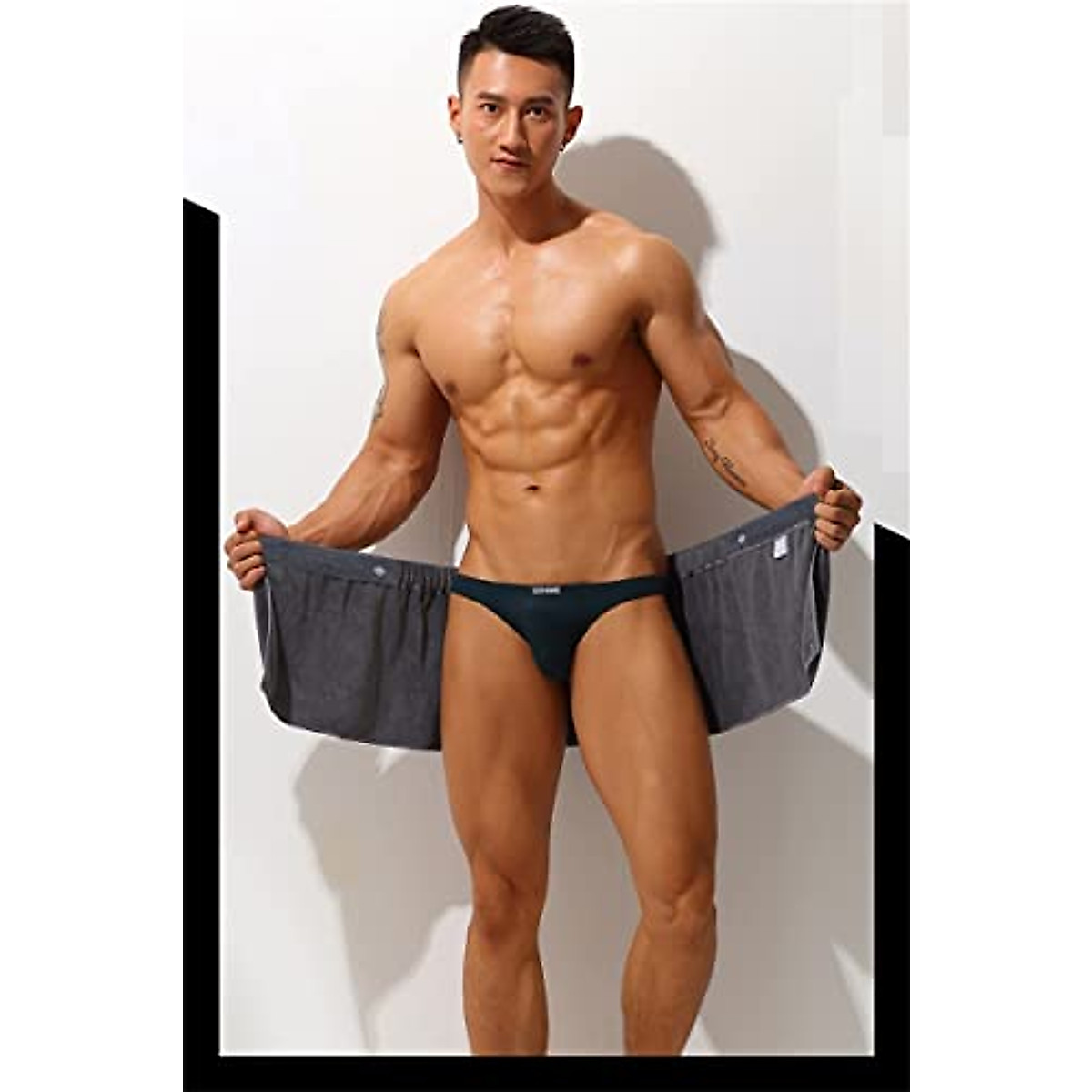 HKESS Men Wearable Bath Towel Soft Microfiber Magic Sexy Man Swimming Short Pants Blanket Beach Towels,Blue