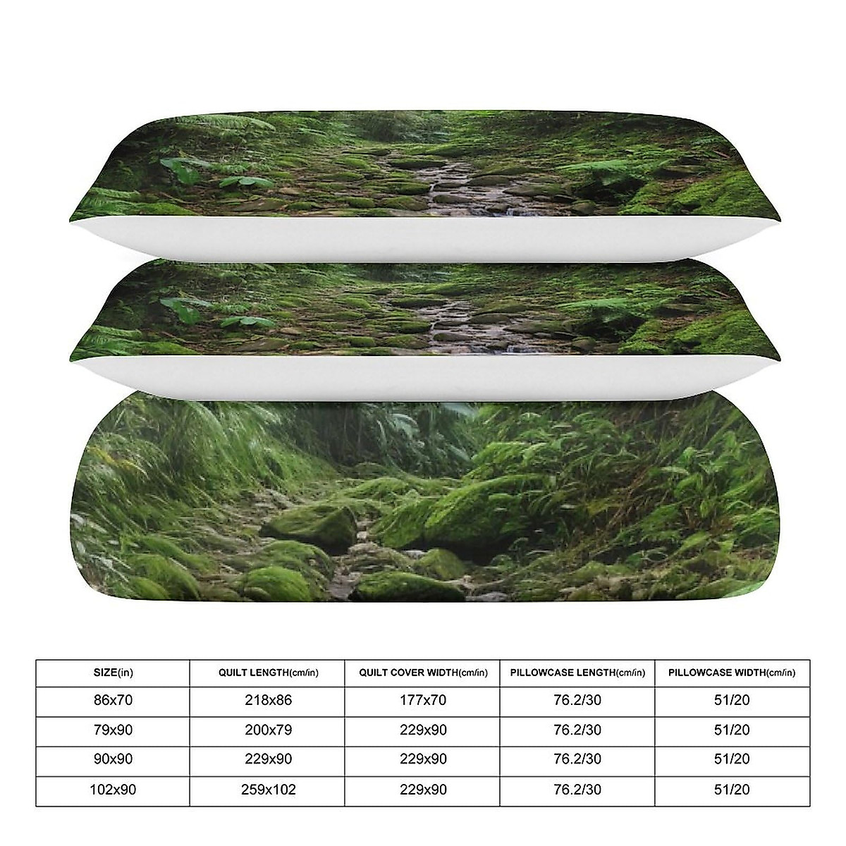 Green Forest Duvet Cover King Size - Super Soft Woodland Comforter Cover Set, 3PCS Breathable Microfiber Bedding Set with Zipper Closure