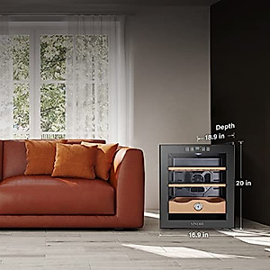 VINERIE Cigar Humidor 50L with Temperature Control System, Cooler for 300 Counts with Digital Hygrometer, Spanish Cedar Lined Great Gift for Father