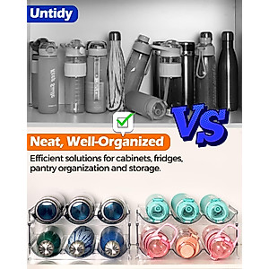 boailydi Water Bottle Organizer for Cabinet, Stackable Water Bottle Racks for Kitchen Pantry Organization and Storage -2 Packs, Hold 6 Bottles, Clear