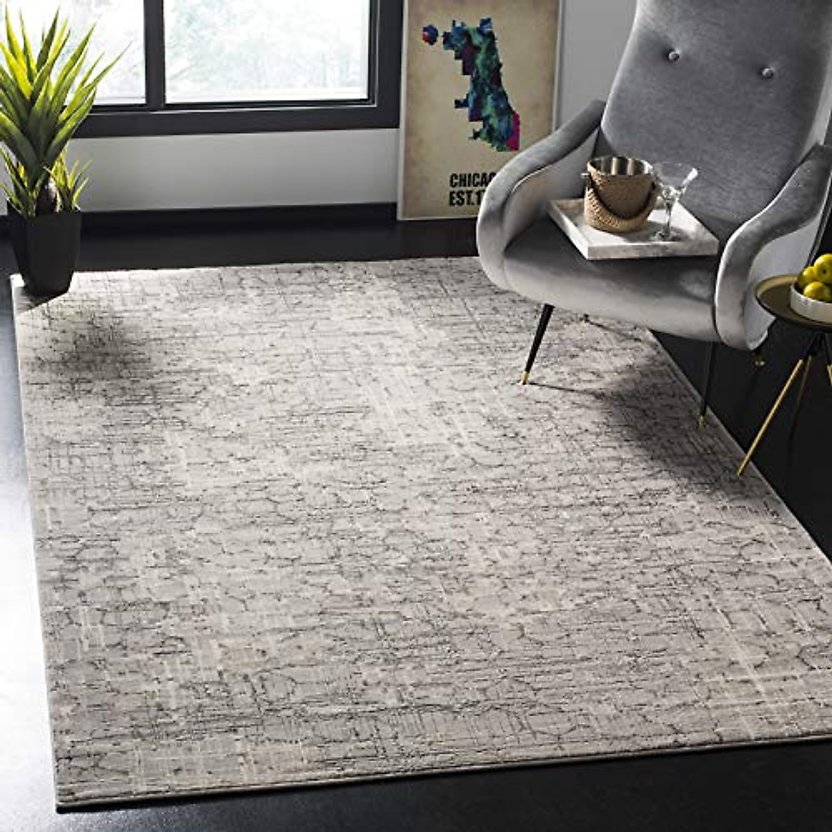 SAFAVIEH Meadow Collection 9' x 12' Grey MDW171F Modern Abstract Area Rug