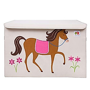 Wildkin Kids Fabric Toy Chest for Boys & Girls, Measures 24 X 15 X 14 Inches Toy Storage, Features Garterized Handle & Cardboard Insert, Toy Box Helps Kids Supplies Organized (Horses)