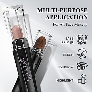 LUXAZA Cream Single Eyeshadow Stick with Blending Brush, Hypoallergenic Eye Shadow Stick Makeup, Pro Waterproof & Long Lasting Eye Brightener Stick,Eyeshadow Pencil Crayon Matte #01