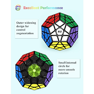 Megaminx Cube, Roxenda 3x3x3 Pentagonal Speed Cube Dodecahedron Magic Cube Puzzle Toy (Black)