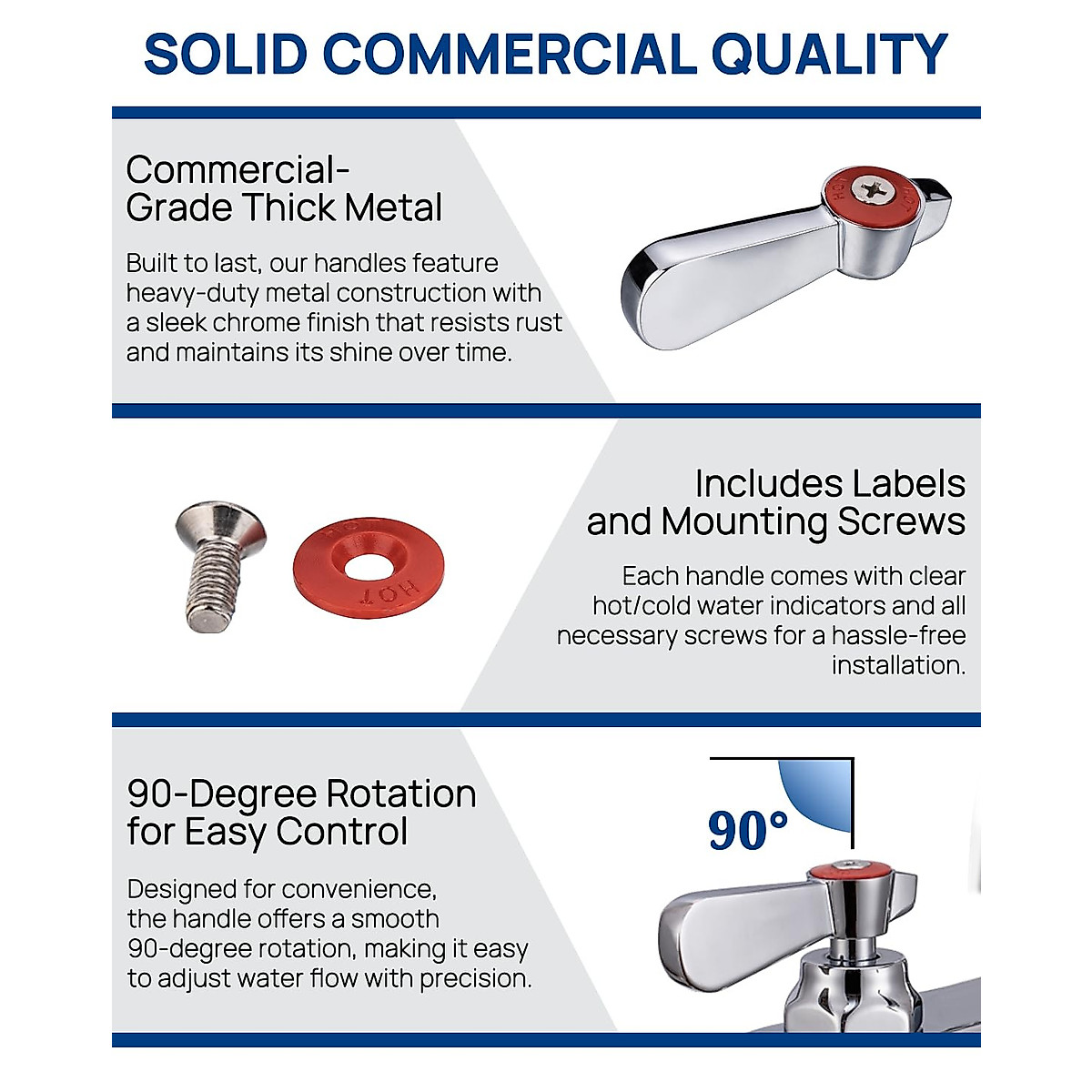 Sepaitek Commercial Faucet Handle Replacement Sink Faucet Handles 3-inch Hot/Cold Faucet Wrist Handle Kit,Suitable for Commercial Kitchen Faucets(Red)