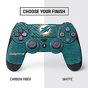 Skinit Decal Gaming Skin Compatible with PS4 Controller - Officially Licensed NFL Miami Dolphins Distressed- Aqua Design