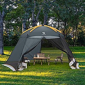 UNICAMPER Screen House 13.5x13 Ft Gazebo Mosquito Tent UPF 50+ Canopy Shelter Shade Easy Setup & Waterproof with Sidewall for Patios Outdoor Camping Activities(Grey)