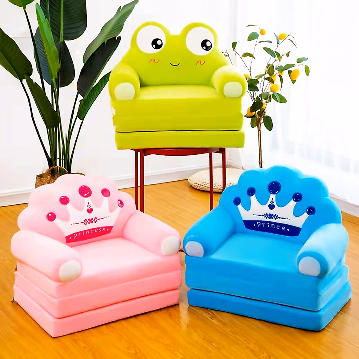 ALSWIG Three Layers of Folding Kids Sofa/Children Sofa/Lazy Sofa/Armchair Flip Open Plush Foldable Mini Sofa Softtoy Cute Cartoon QK-123 QK-123