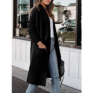 ANRABESS Womens Oversized Sweater Cardigan Knit Long Dressy Coatigan Soft Casual Sweater Jacket Coat Pockets Fashion Trendy 2023 Outwear Clothing Black 580heise-XL