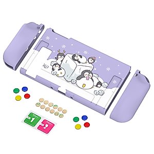 PlayVital ICY Cube Penguin ​Protective Case for Nintendo Switch, Soft TPU Slim Case Cover for Nintendo Switch Joycon Console with Colorful ABXY Direction Button Cap