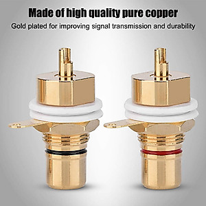 2 Pcs Terminal Gold Plated Copper Panel Mount Female Jack Terminal Socket Audio Connector