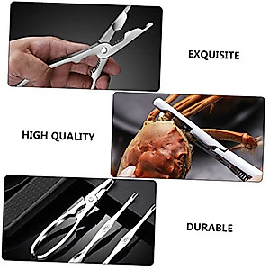 Cabilock 1 Set Crab Eating Tool Household Tools Metal Forks Stainless Steel Set Seafood Crab Utensils Seafood Sheller Seafood Eating Tools Crab Picks Crab Leg Crackers Gadgets Shelled