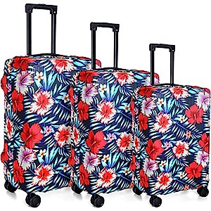 Amylove 3 Pcs Suitcase Covers Protective Washable Suitcase Protector Anti Scratch Luggage Cover Protector for 18-28 Inch Luggage (Floral)